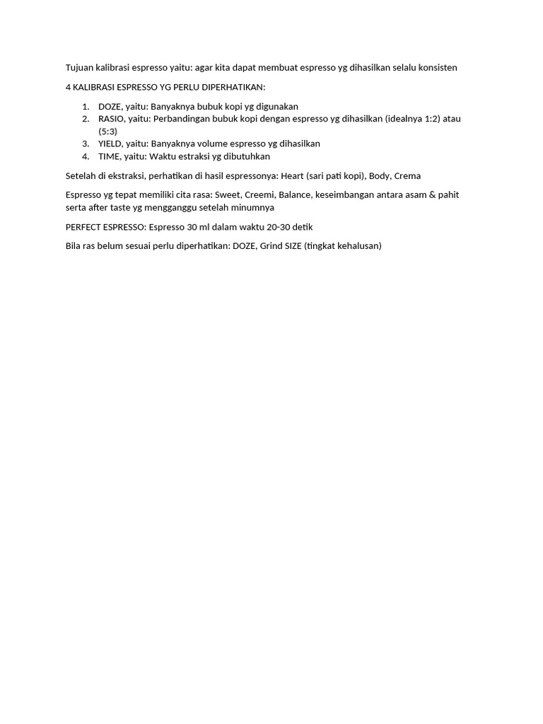 Kalibrasi Espresso | PDF