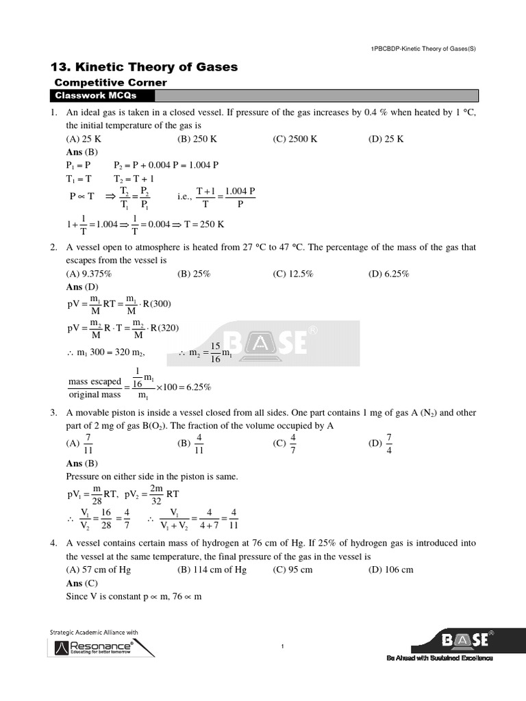 Kinetic Theory of Gases | PDF | Gases | Physical Sciences
