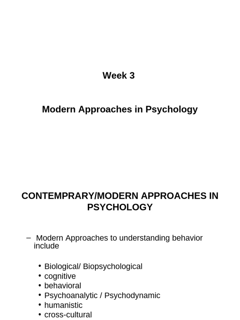 Modern Approaches | PDF | Psychologist | Psychology