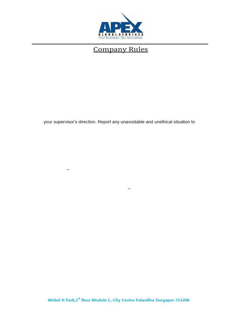 Company Rules Regulation and Policy New Updated # | PDF