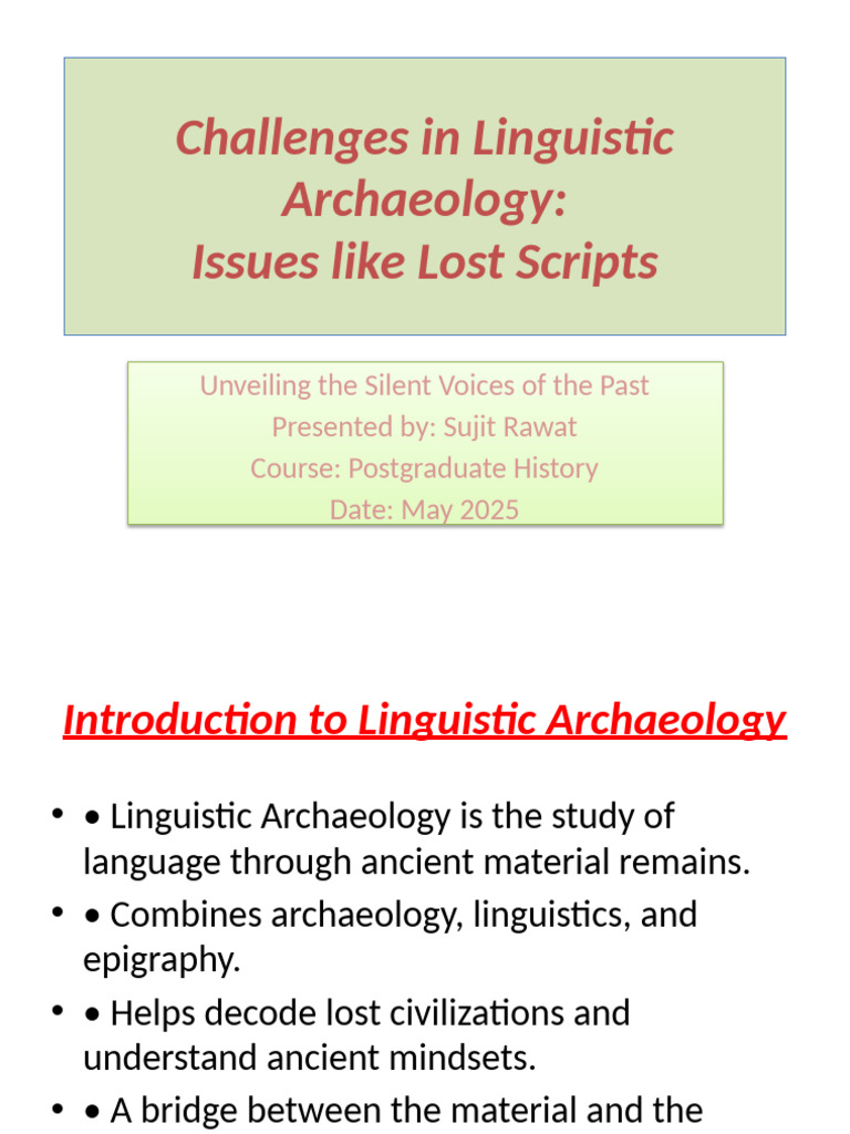 Challenges in Linguistic Archaeology Visual Theme | PDF | Linguistics ...