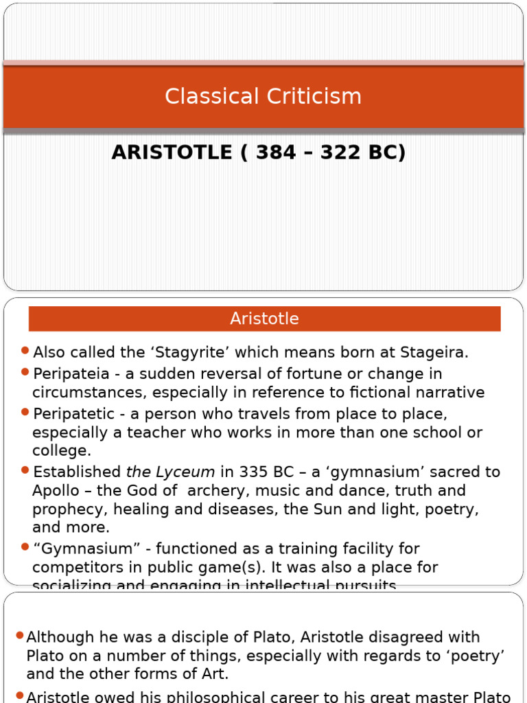 Classical Criticism - Aristotle | PDF | Aristotle | Poetics (Aristotle)