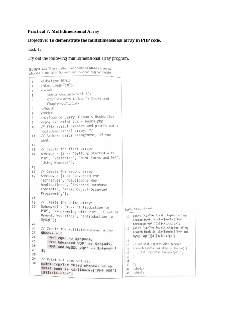 Practical 7-Multidimensional Array | PDF