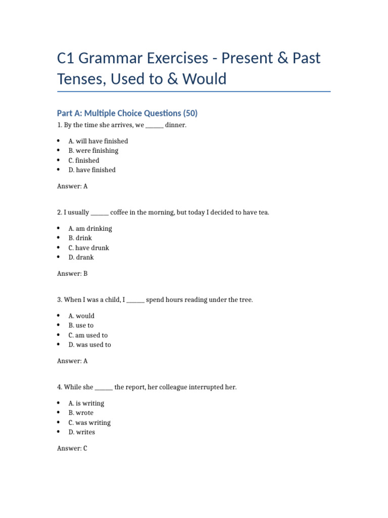 C1 Grammar Exercises with Answers | PDF