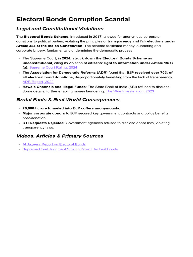 Electoral Bonds Corruption Scandal | PDF