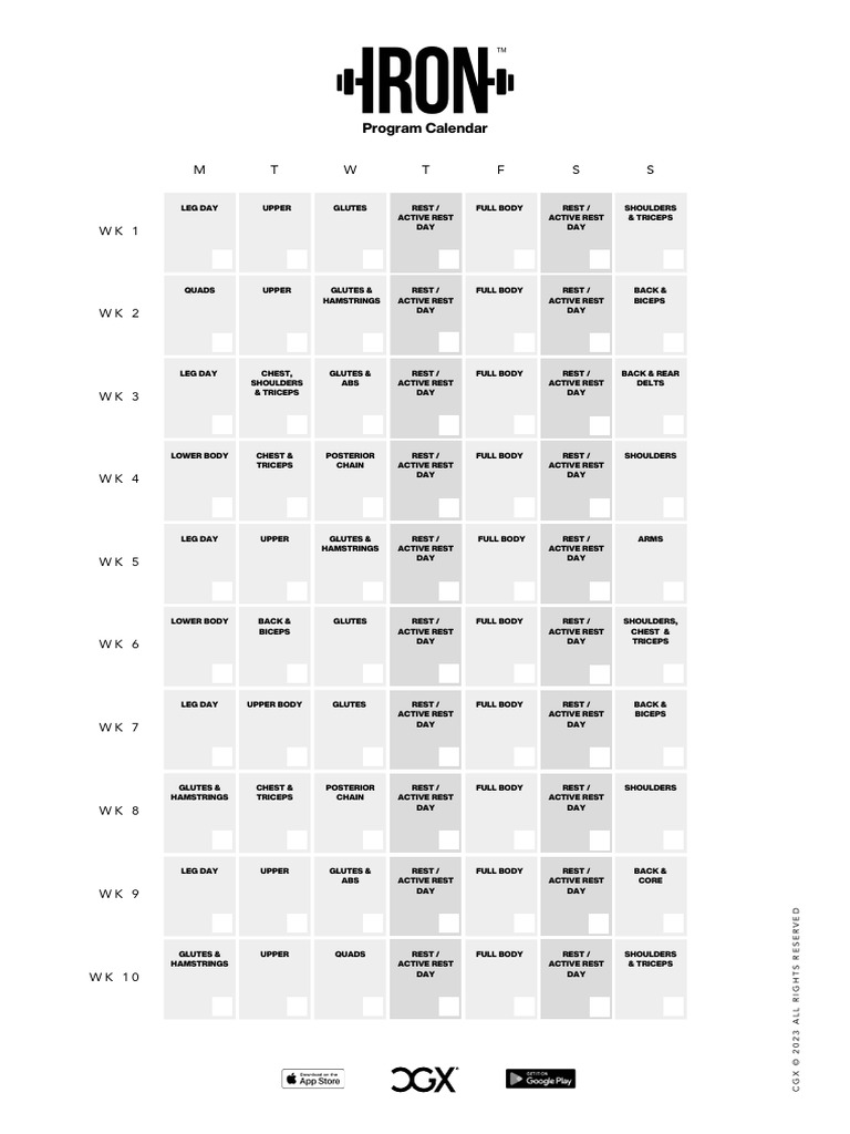 Iron Program Weekly Schedule | PDF | Shoulder | Joints
