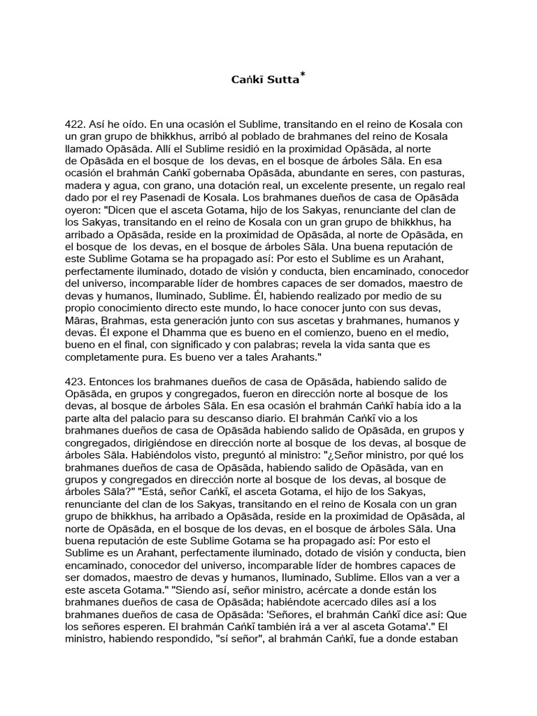 Canki Sutta | PDF | Verdad | Ascetismo