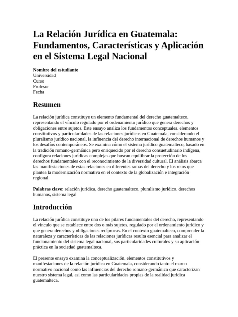 Relación Jurídica en Guatemala: Análisis Legal | PDF | Guatemala ...