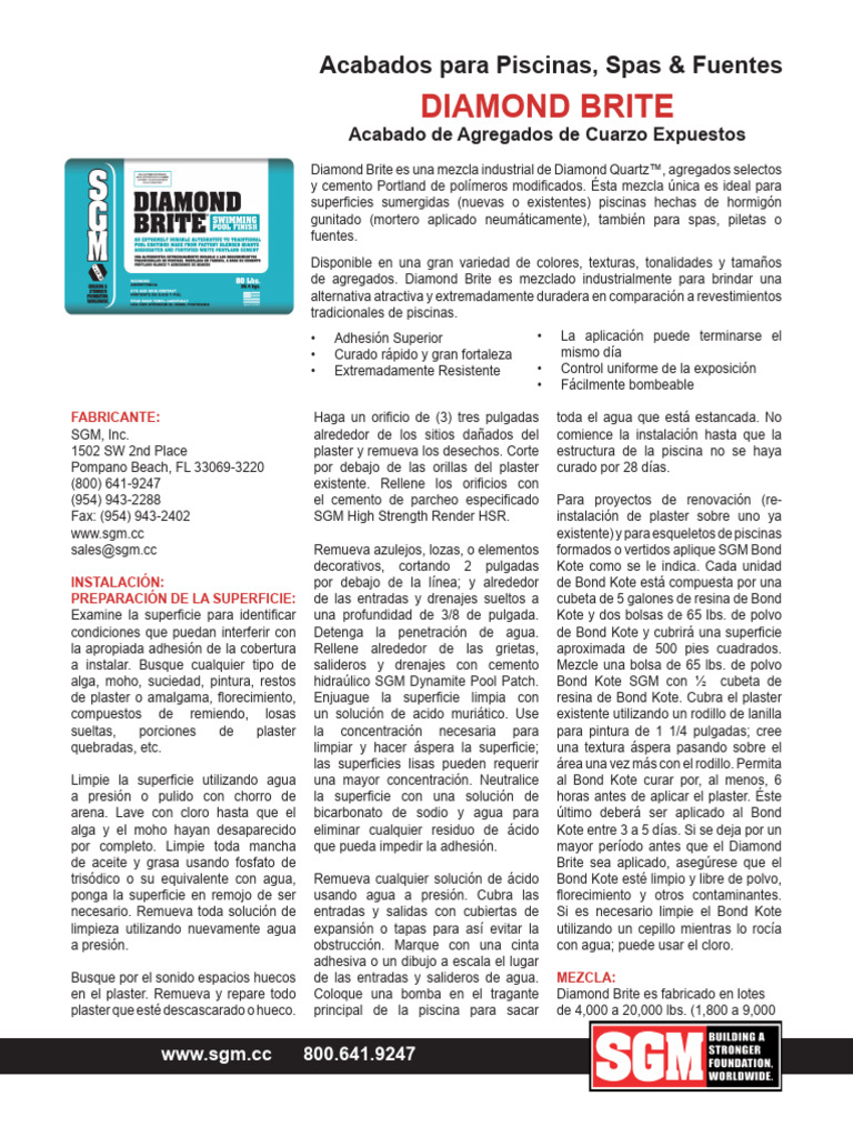 Diamond_Brite_spanish_April-2025-1 | PDF | Agua | Piscina