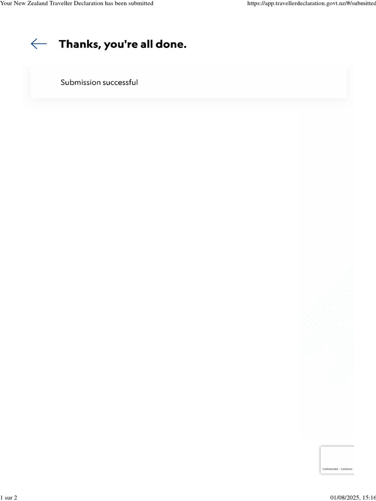 New Zealand Traveller Declaration Submitted | PDF