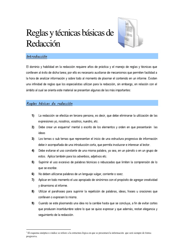 Reglas y Tecnicas Basicas de Redaccion | PDF | Información | Palabra