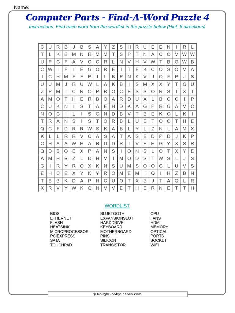Computer Parts Word Search Puzzle | PDF | Central Processing Unit ...