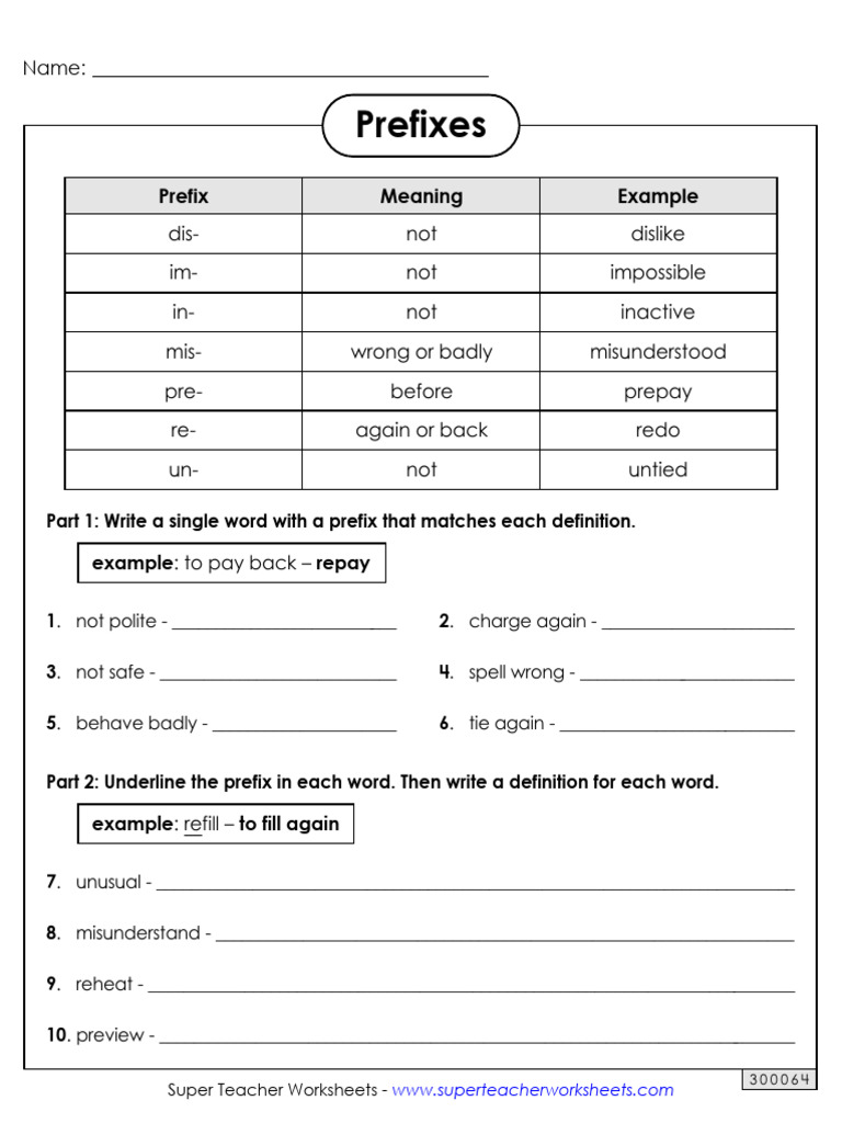 Prefixes Worksheet and Answer Key | PDF | Chess Theory | Chess