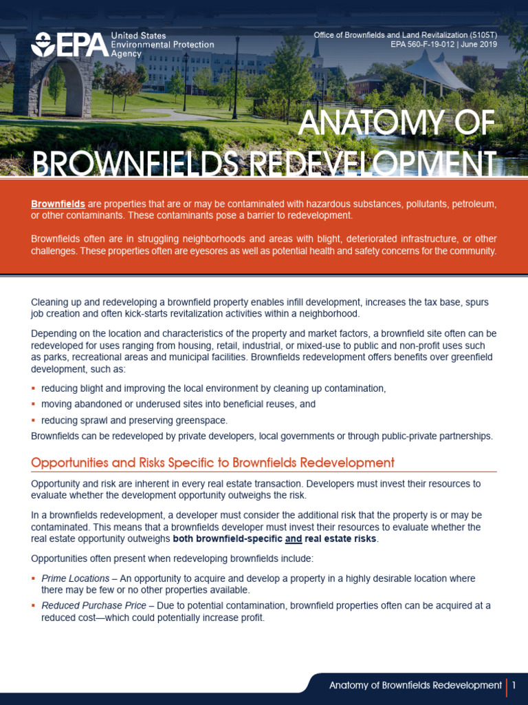 Anatomy of Brownfields Redevelopment | PDF | Environmental Remediation | Market (Economics)