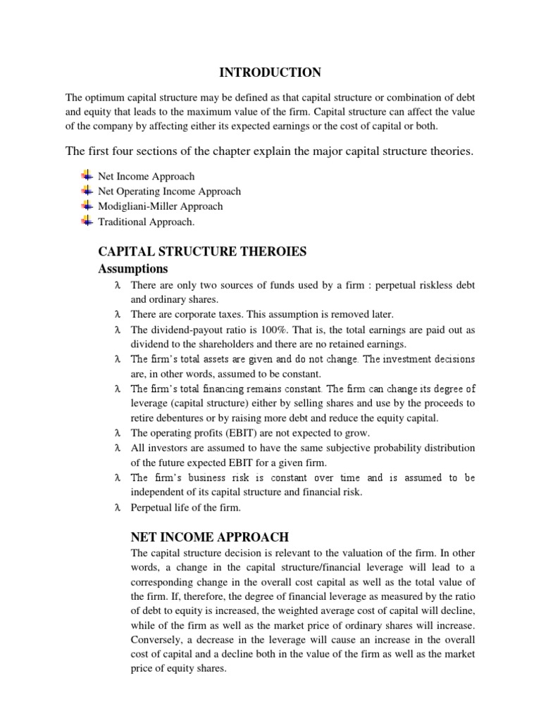 Introduction of Capital Structure | PDF | Capital Structure | Cost Of ...