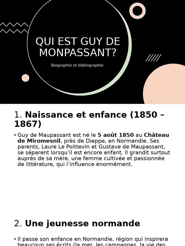 Biographie de Guy de Maupassant | PDF | Guy de Maupassant | Gustave ...