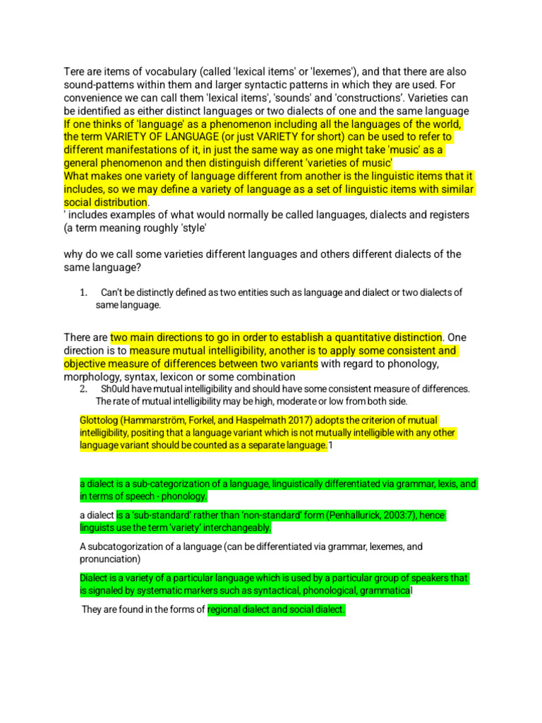 Understanding Language Varieties and Dialects | PDF | Lexicon | Dialect