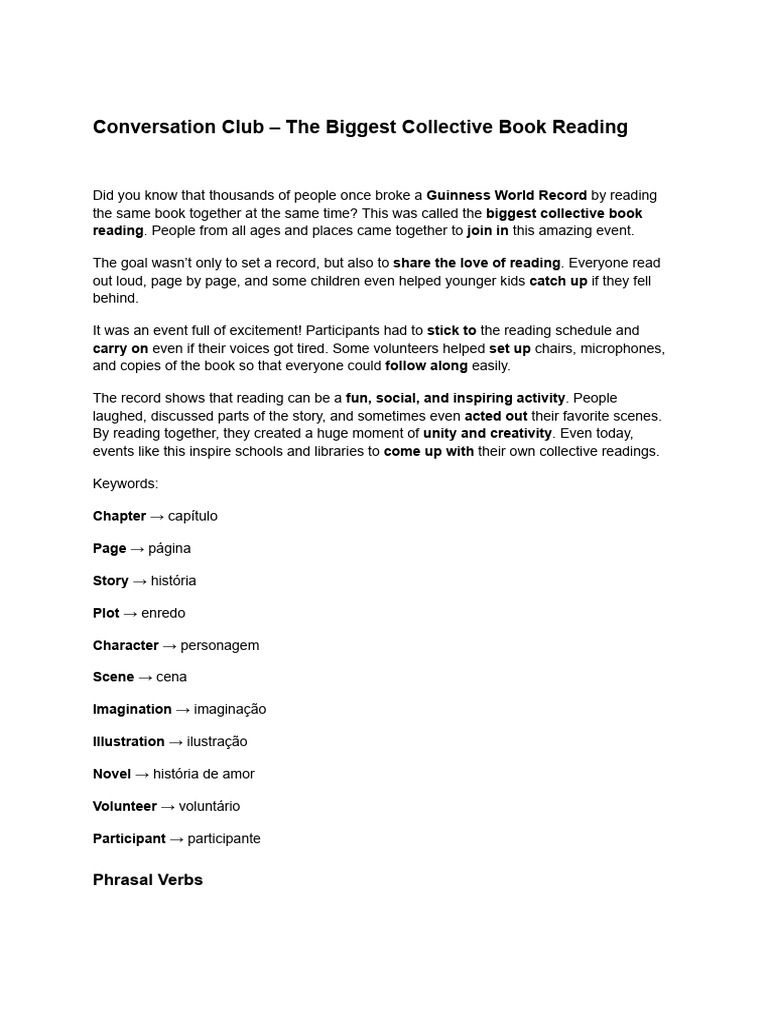 World Record Collective Book Reading | PDF