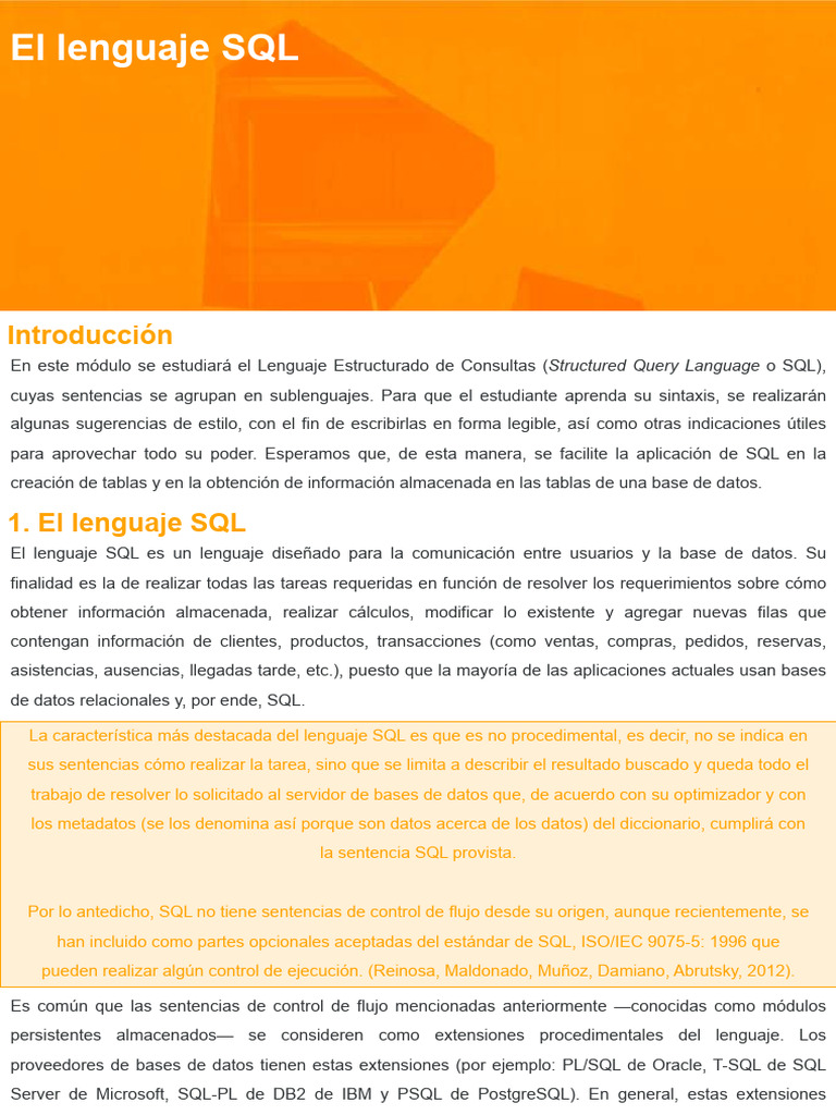 Módulo 3 - Lectura 1 | PDF | SQL | Bases de datos