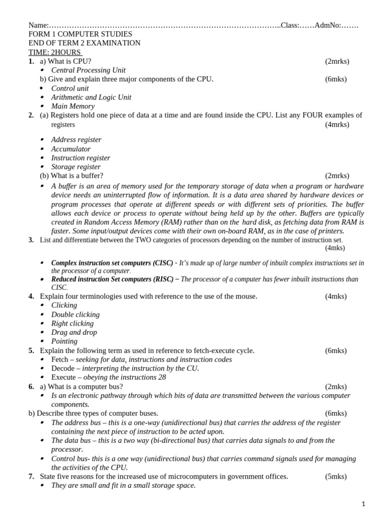 Computer Studies f1t2 Ms | PDF | Computer Data Storage | Read Only Memory
