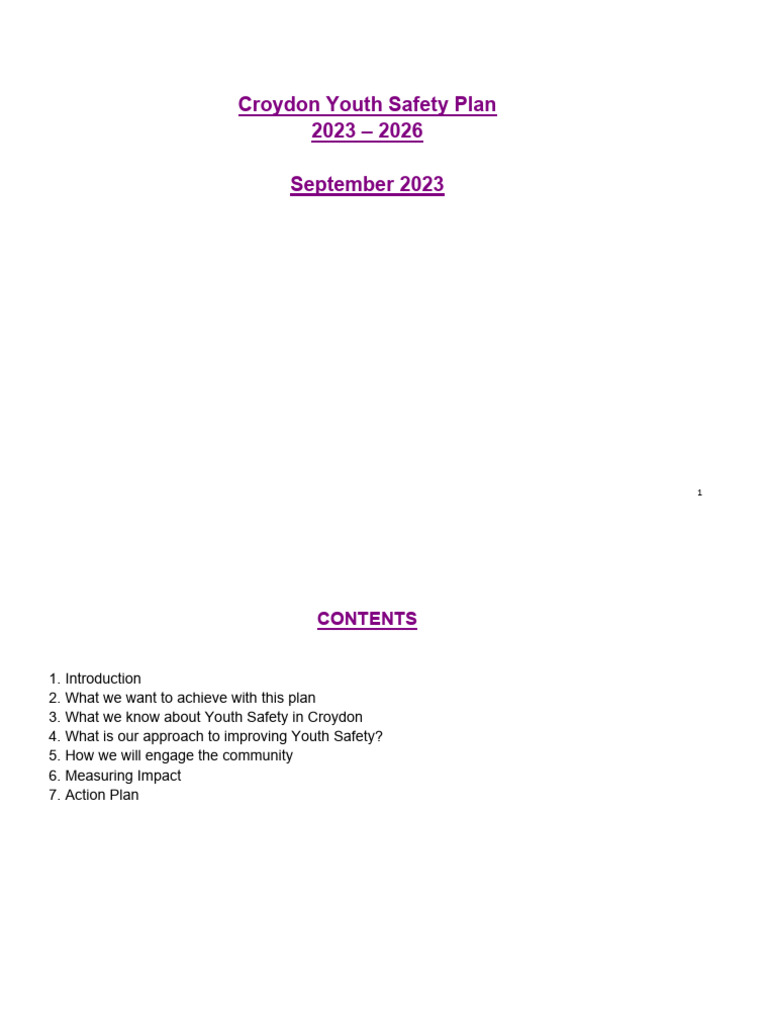 Croydon Youth Safety Plan 2023-2026 | PDF | Violence | Police
