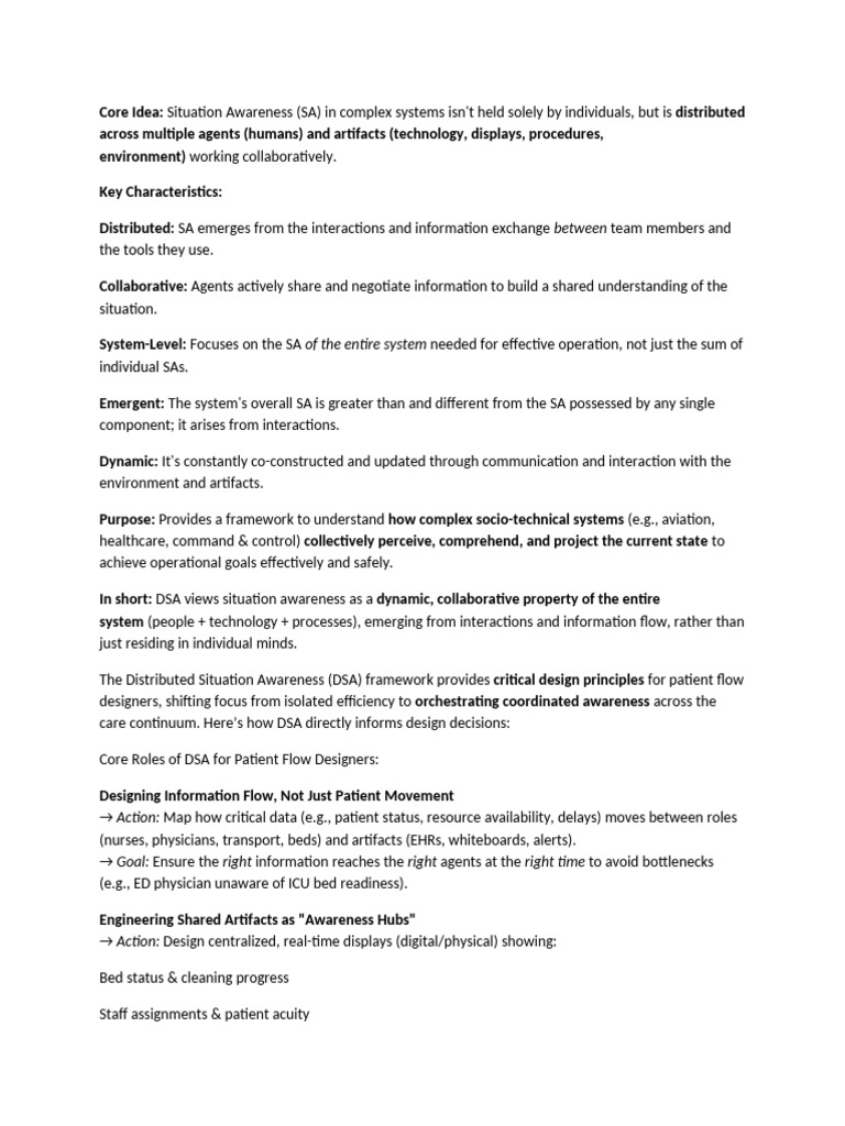 Enhancing Patient Flow with DSA Framework | PDF | Situation Awareness ...