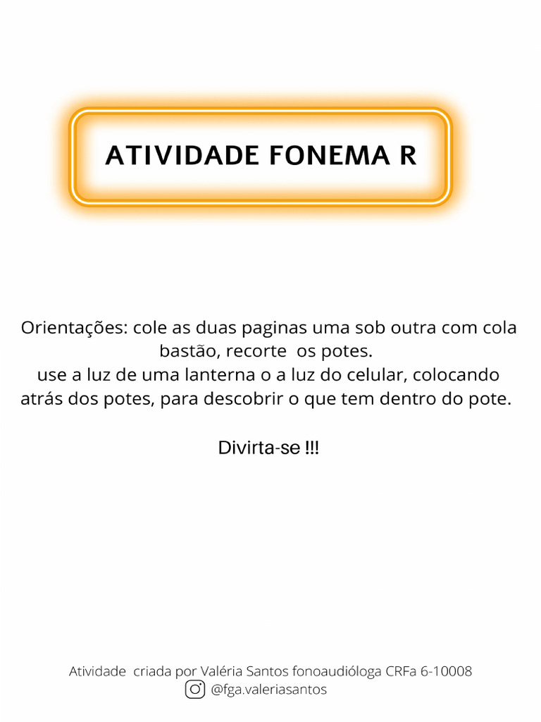 Atividade Fonema R - Pote de Luz | PDF
