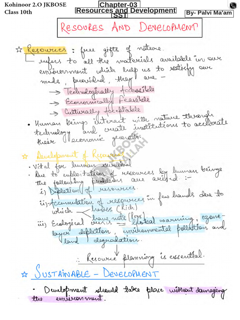 Resources and Development Handwritten Notes | PDF
