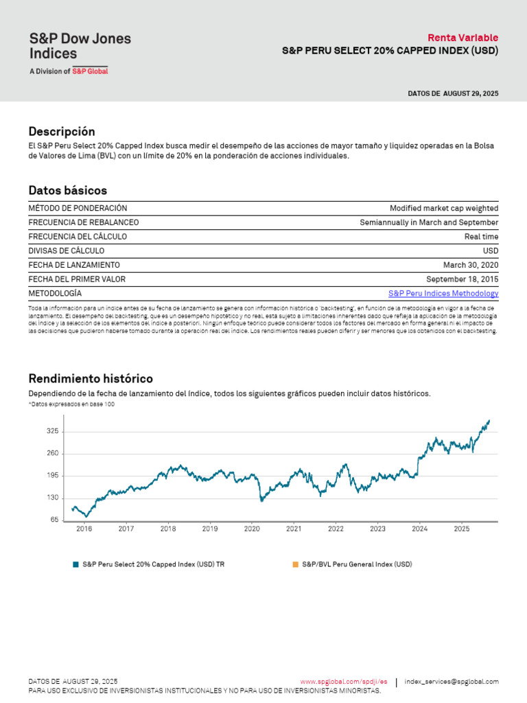 Fs SP Peru Select 20 Capped Index Usd | PDF | Inversiones | Economias