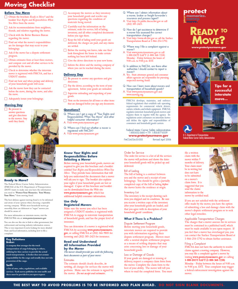 Fmcsa Ready To Move Brochure | PDF | Cargo