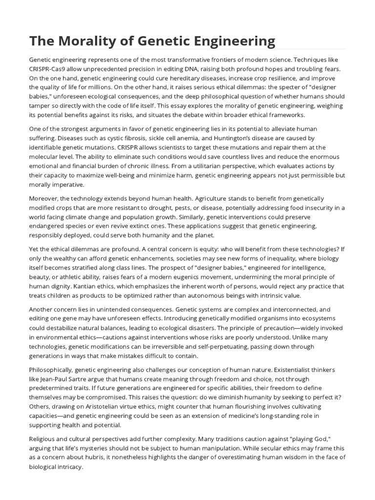 Ethical Implications of Genetic Engineering | PDF | Genetic Engineering