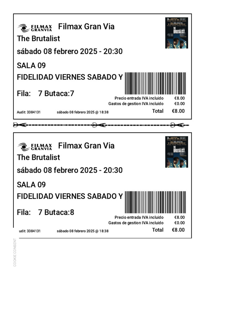 Entradas The Brutalist Filmax Gran Via | PDF