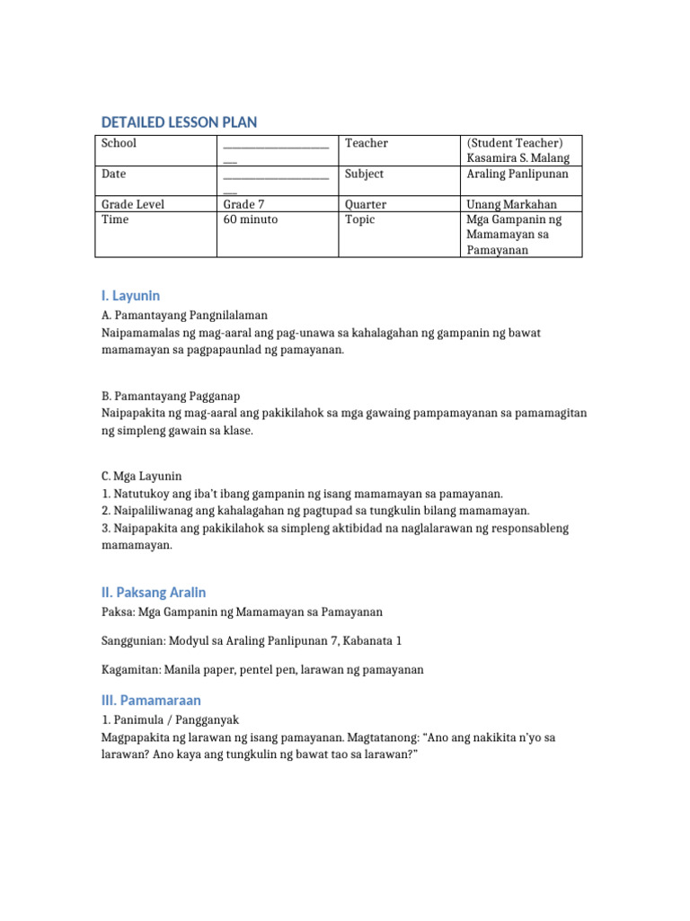 Detailed Lesson Plan AP | PDF