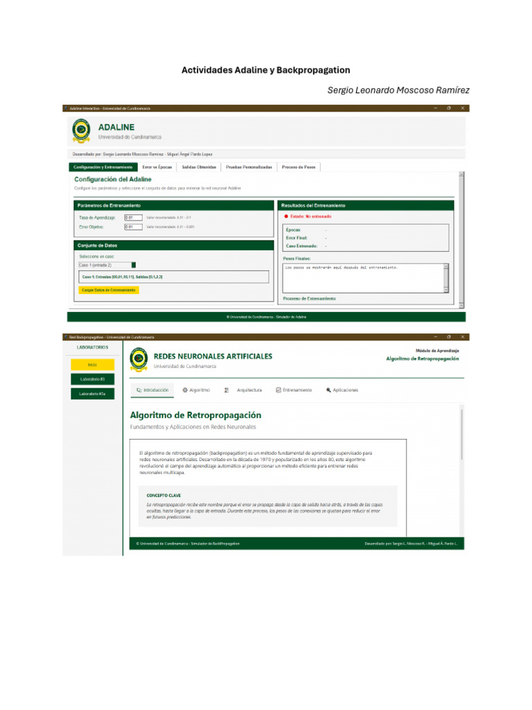 Actividades Adaline y Backpropagation | PDF