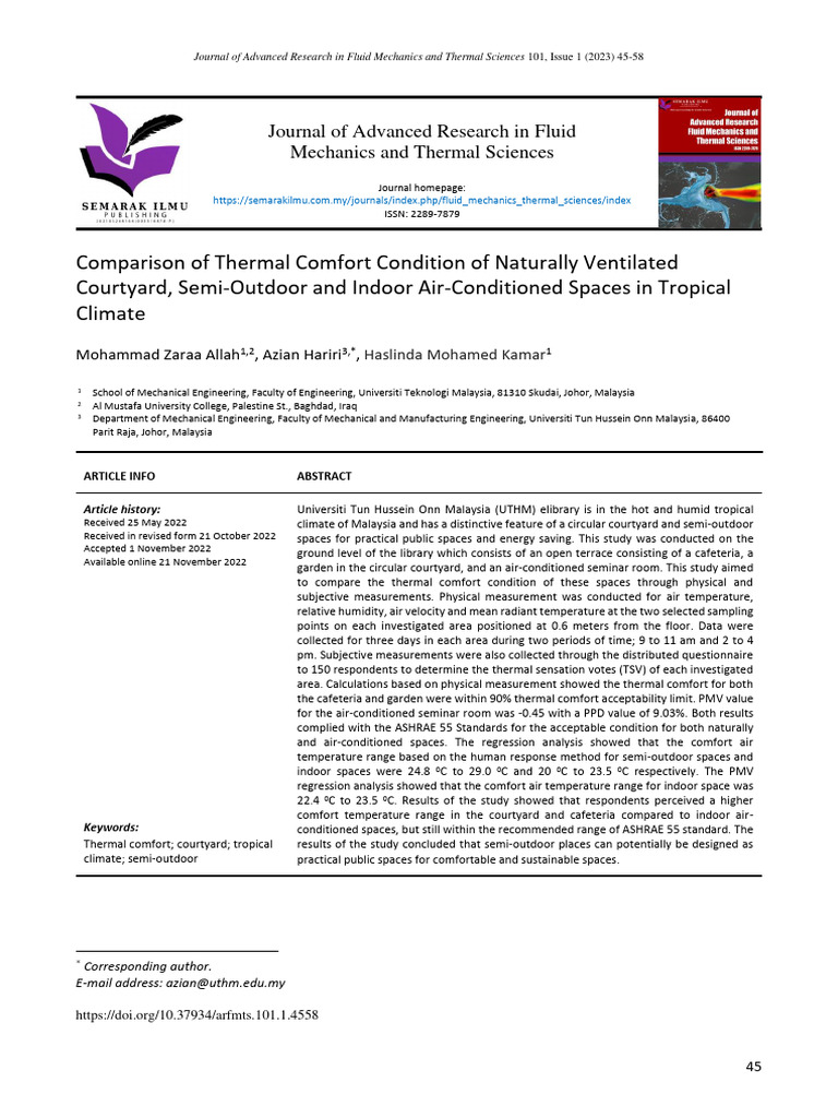 Comparison of Thermal Comfort Condition | PDF | Temperature | Building ...