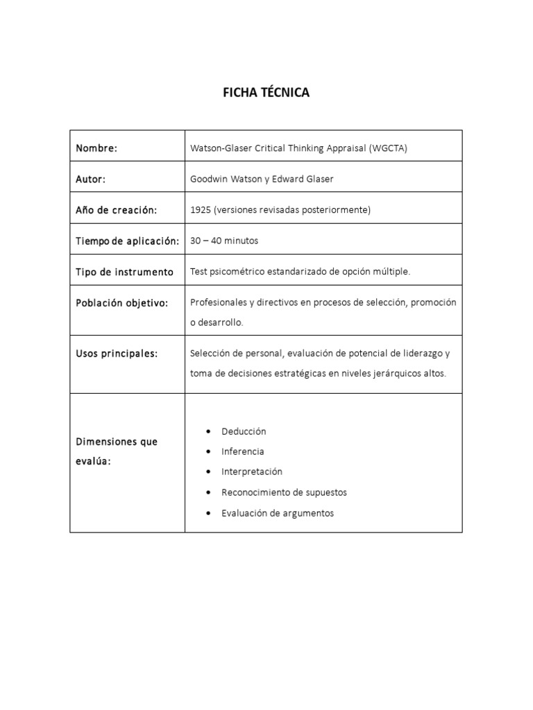 Test Watson-Glaser para Evaluación Profesional | PDF