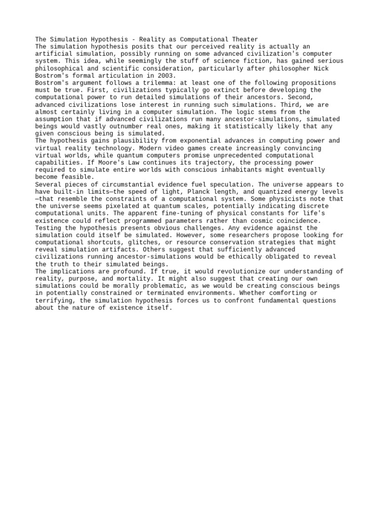 Simulation Hypothesis | PDF | Science