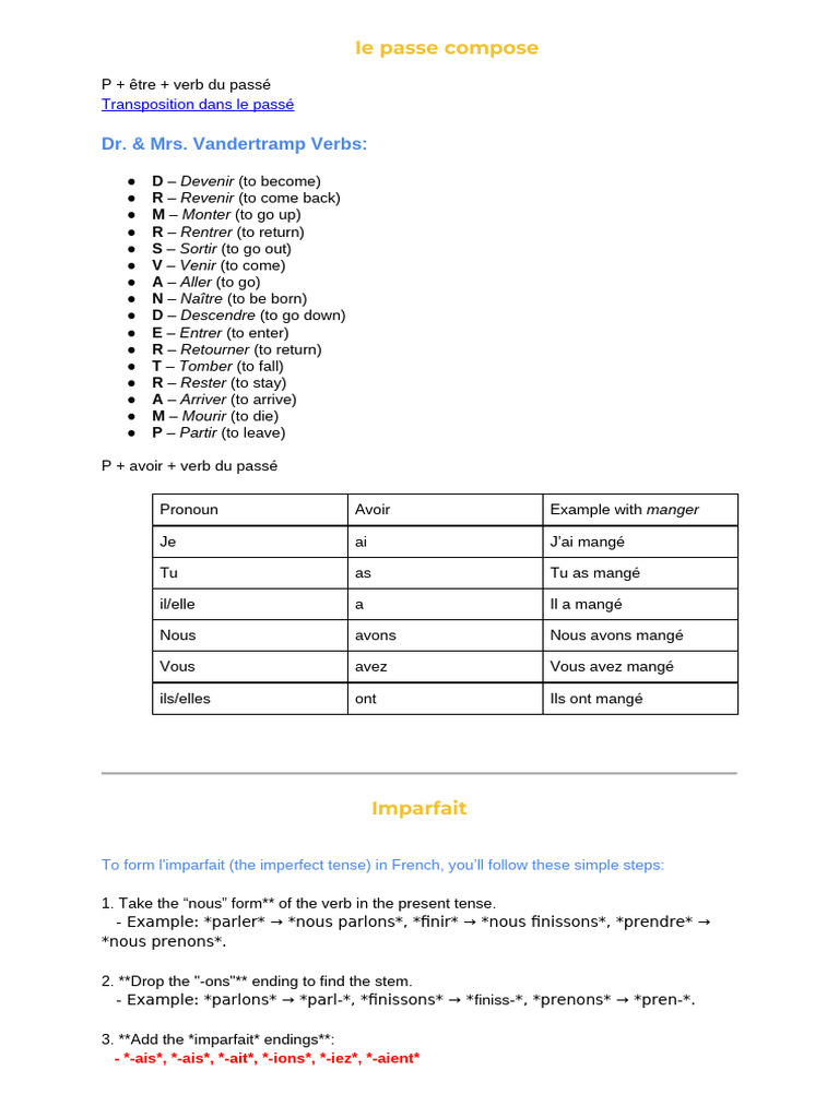 Conjugaisons des temps en français | PDF | Grammaire | Typologie ...