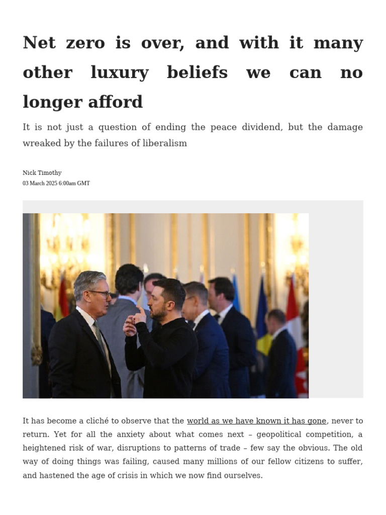 Net Zero Is Over, and With It Many Other Luxury Beliefs We Can No ...