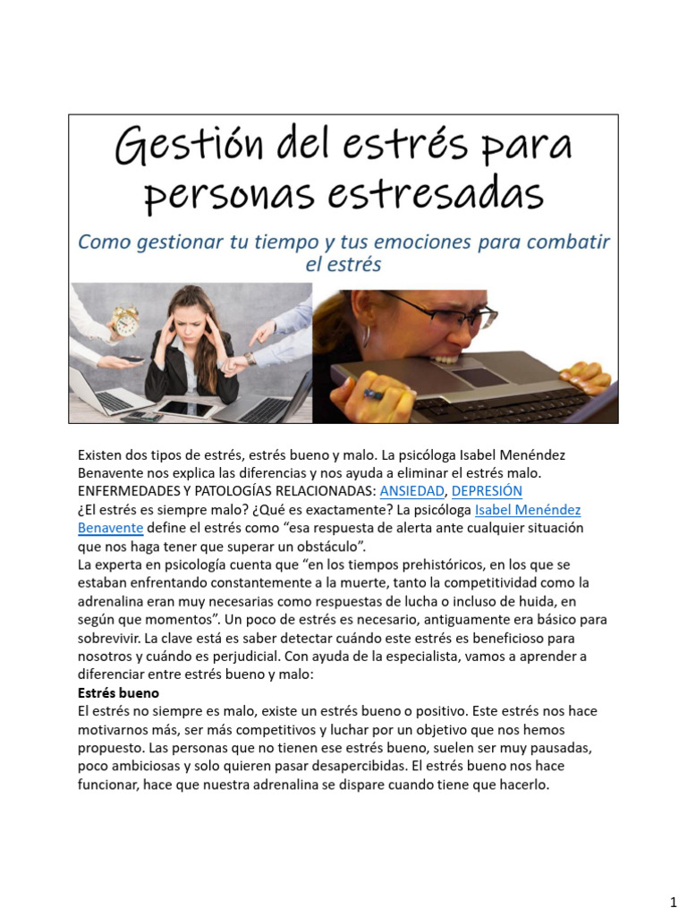 Gestión Del Estrés para Personas Estresadas | PDF | Estrés (biología ...