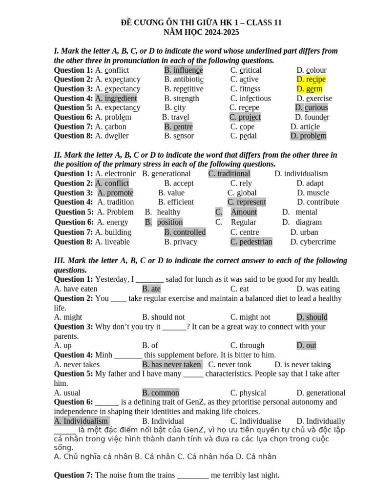 Class 11 Midterm Exam Review 2024-2025 | PDF | Sleep | Cardiovascular ...