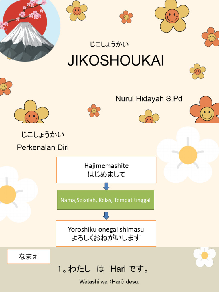 Materi 1 Jikoshoukai (PJJPPTX | PDF