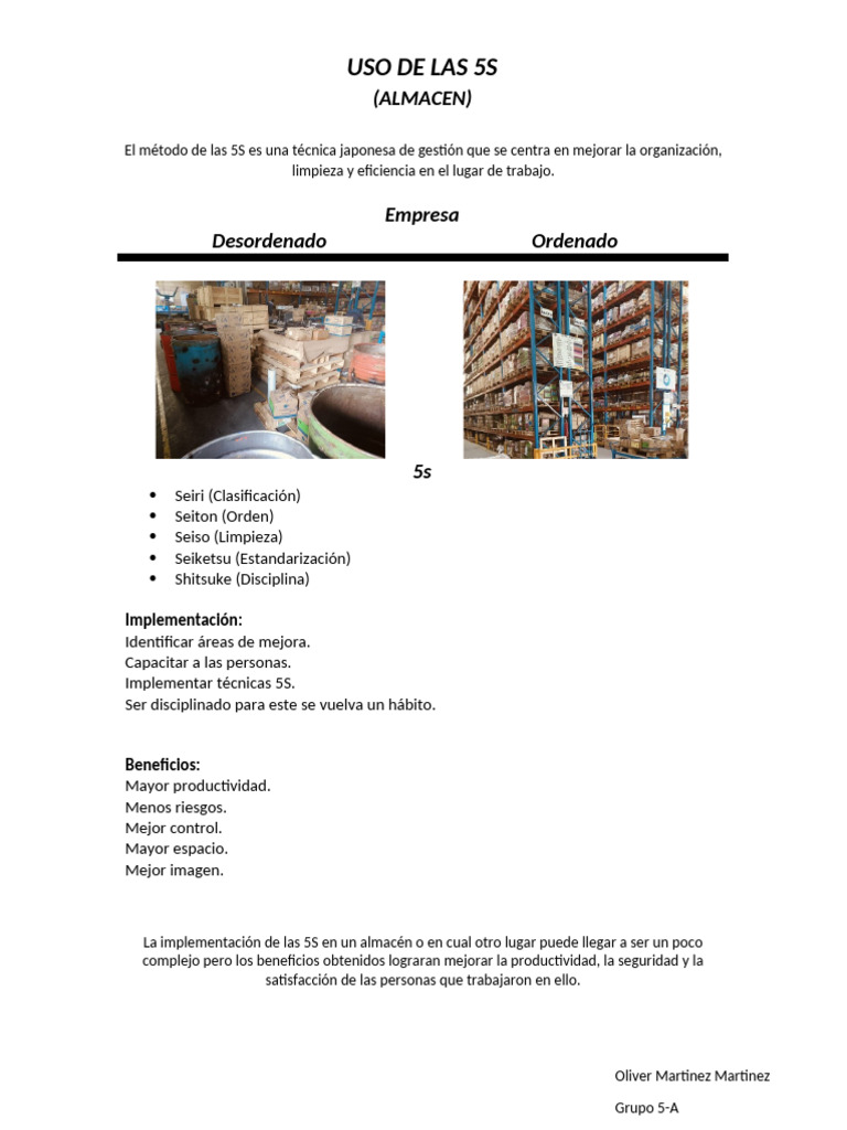 Implementación de las 5S en Almacenes | PDF
