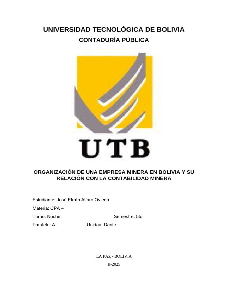 Universidad Tecnológica de Bolivia | PDF | Minería | Business