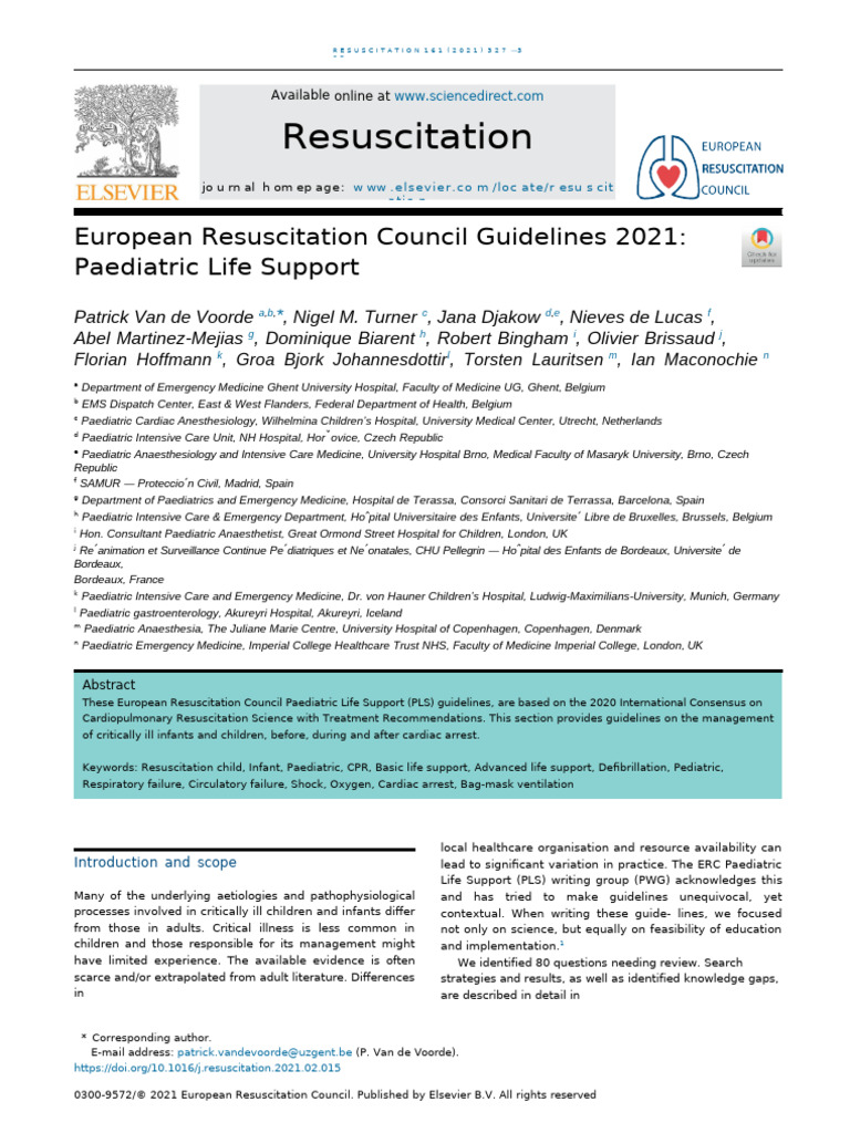 European Resuscitation Council Guidelines 2021 Pa | PDF | Shock ...