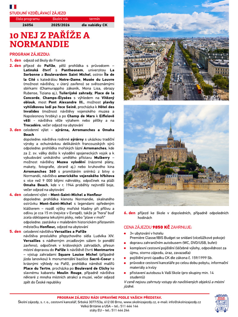 10 Nej Z Parize A Normandie 6 Denni Aktualizace | PDF