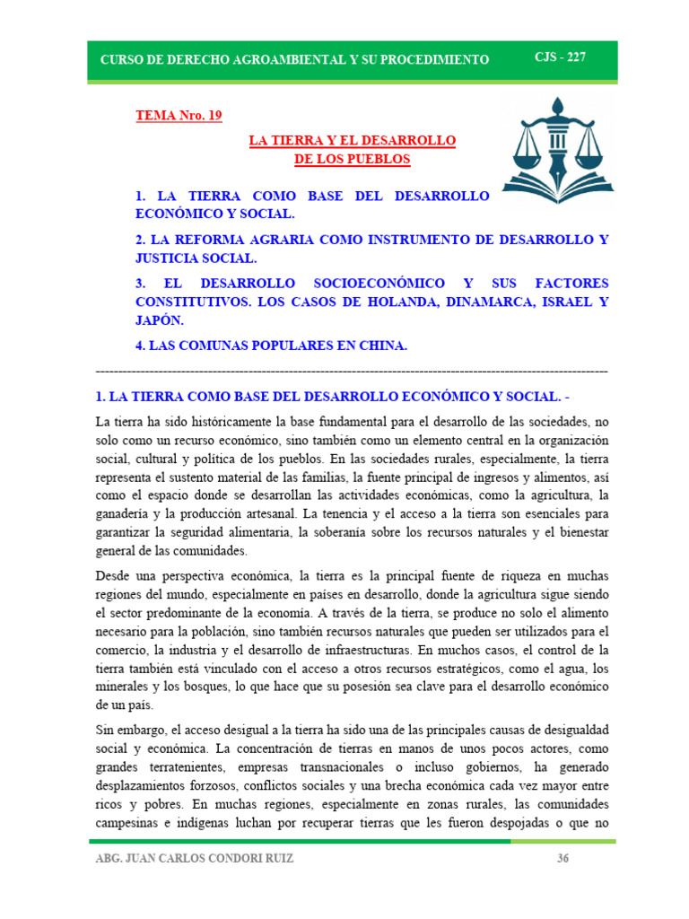Tierra y Desarrollo: Justicia Social Agraria | PDF | Agua | Sustentabilidad