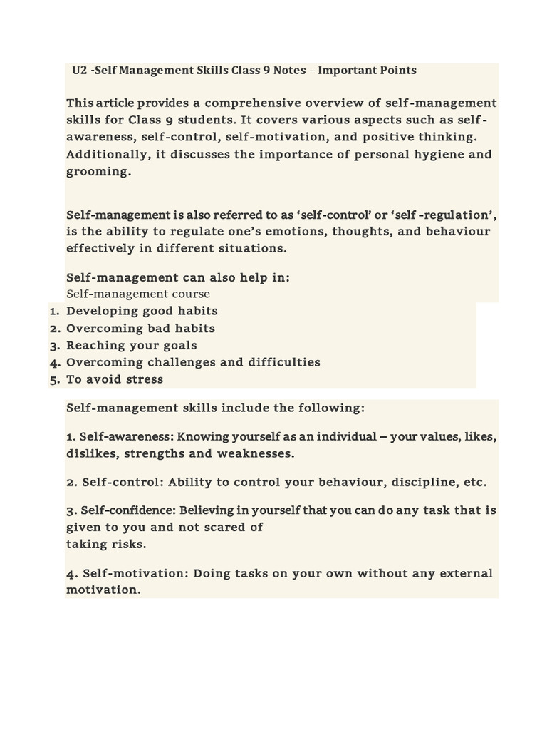 Self Management | PDF