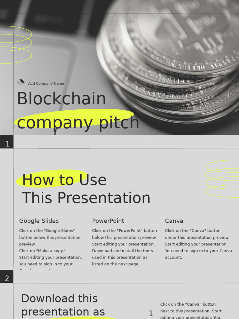 Grey and Neon Yellow Minimalistic Modern Blockchain Company Pitch Deck ...