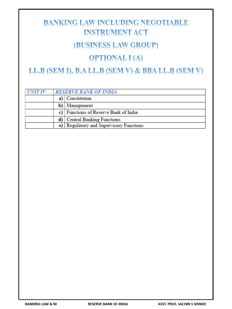 Overview of Reserve Bank of India Functions | PDF | Fiscal Policy ...